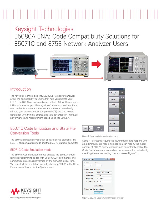 E5080A ENA: Code Compatibility Solutions for E5071C and 8753 Network Analyzer Users PDF Asset ...